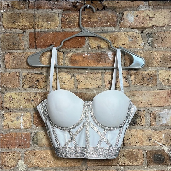 AKIRA | Tops | Elegant White Bustier With Silver Accents | Poshmark